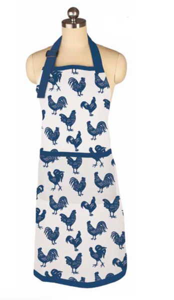 Mu Kitchen Apron- Blue Rooster – The Happy Cook